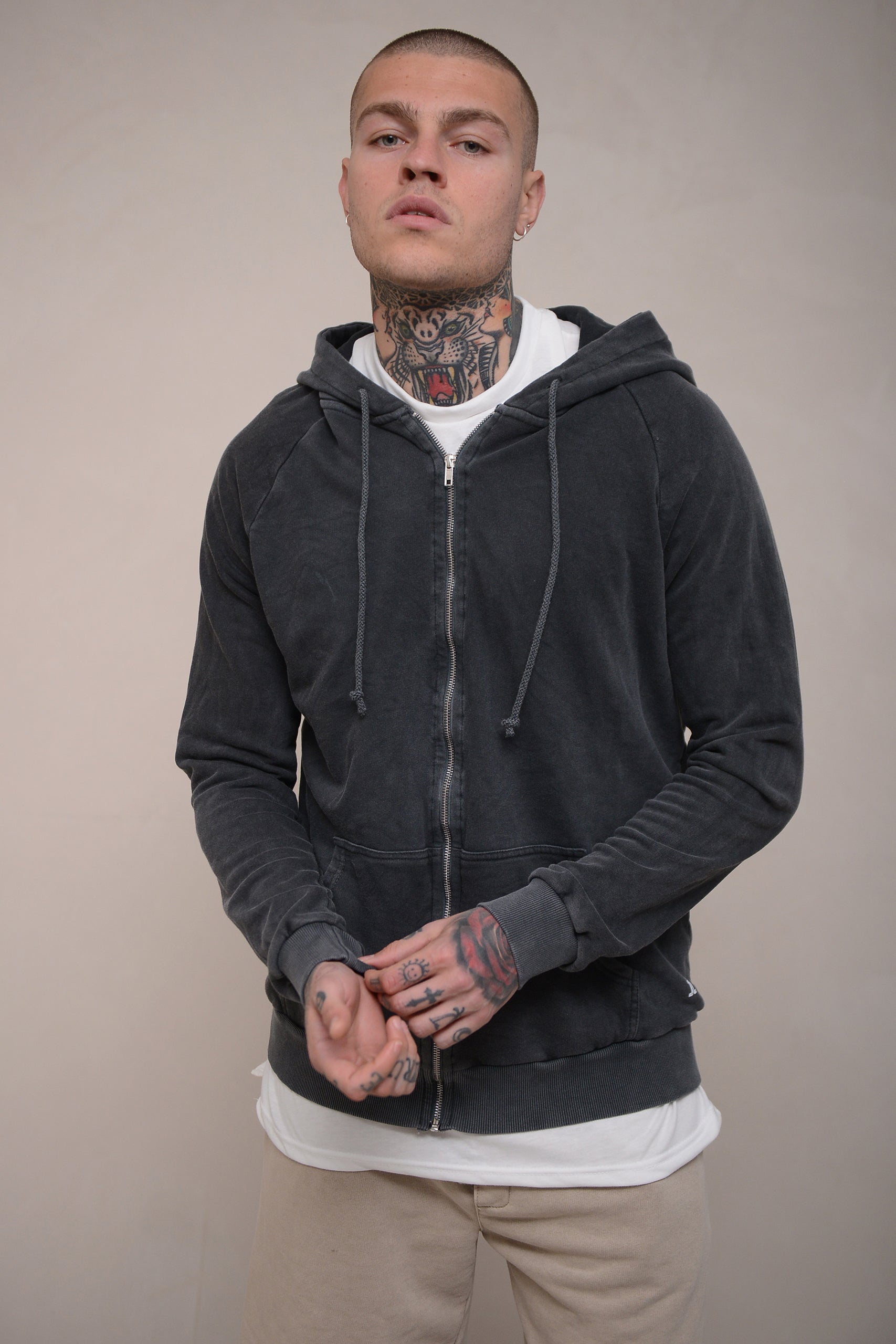 STONEWASHED ZIP-UP HOODIE